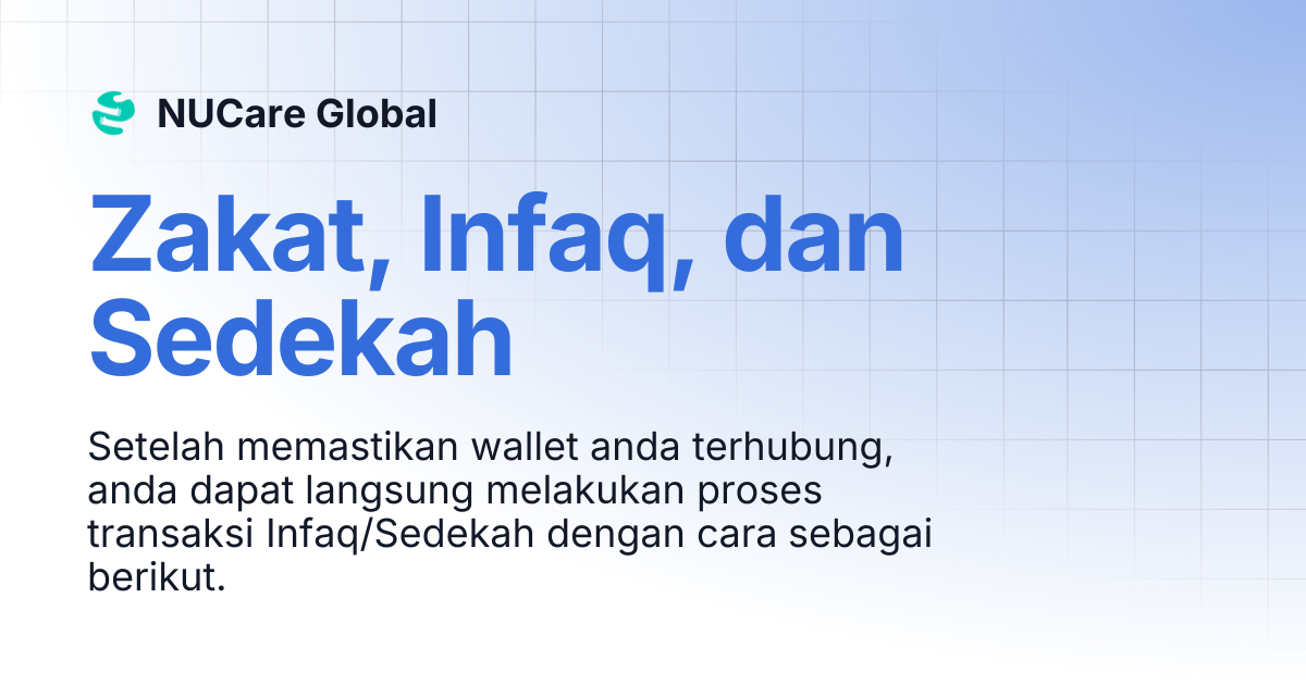 Zakat, Infaq, dan Sedekah | NUCare Global